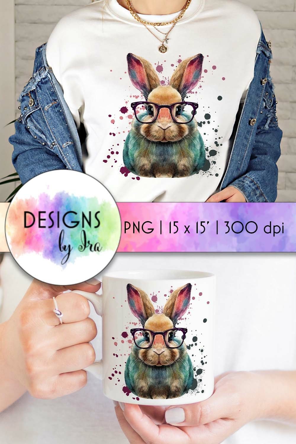 Bunny Sublimation | Cute Bunny with Glasses PNG