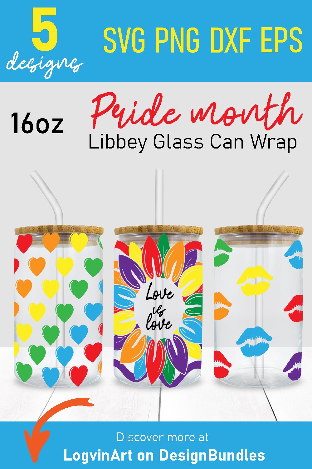 LGBTQ Pride month Libbey Glass Can Wrap SVG |16oz Cup