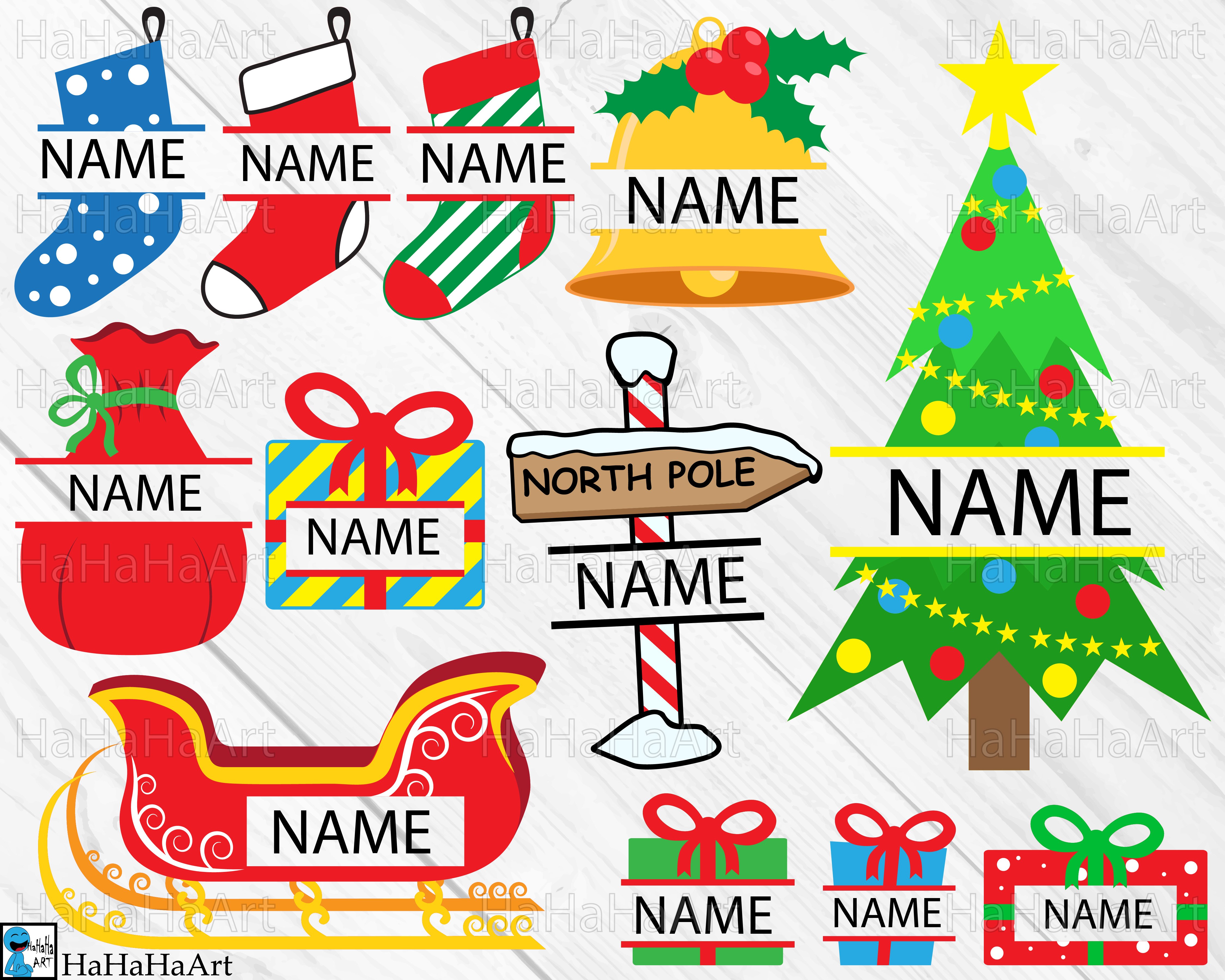 Split Christmas Designs - Clip art / Cutting Files (1053670)
