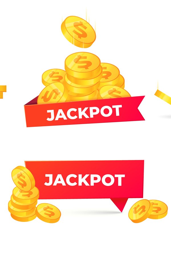 Jackpot and big win labels. Winner congratulations banner, m