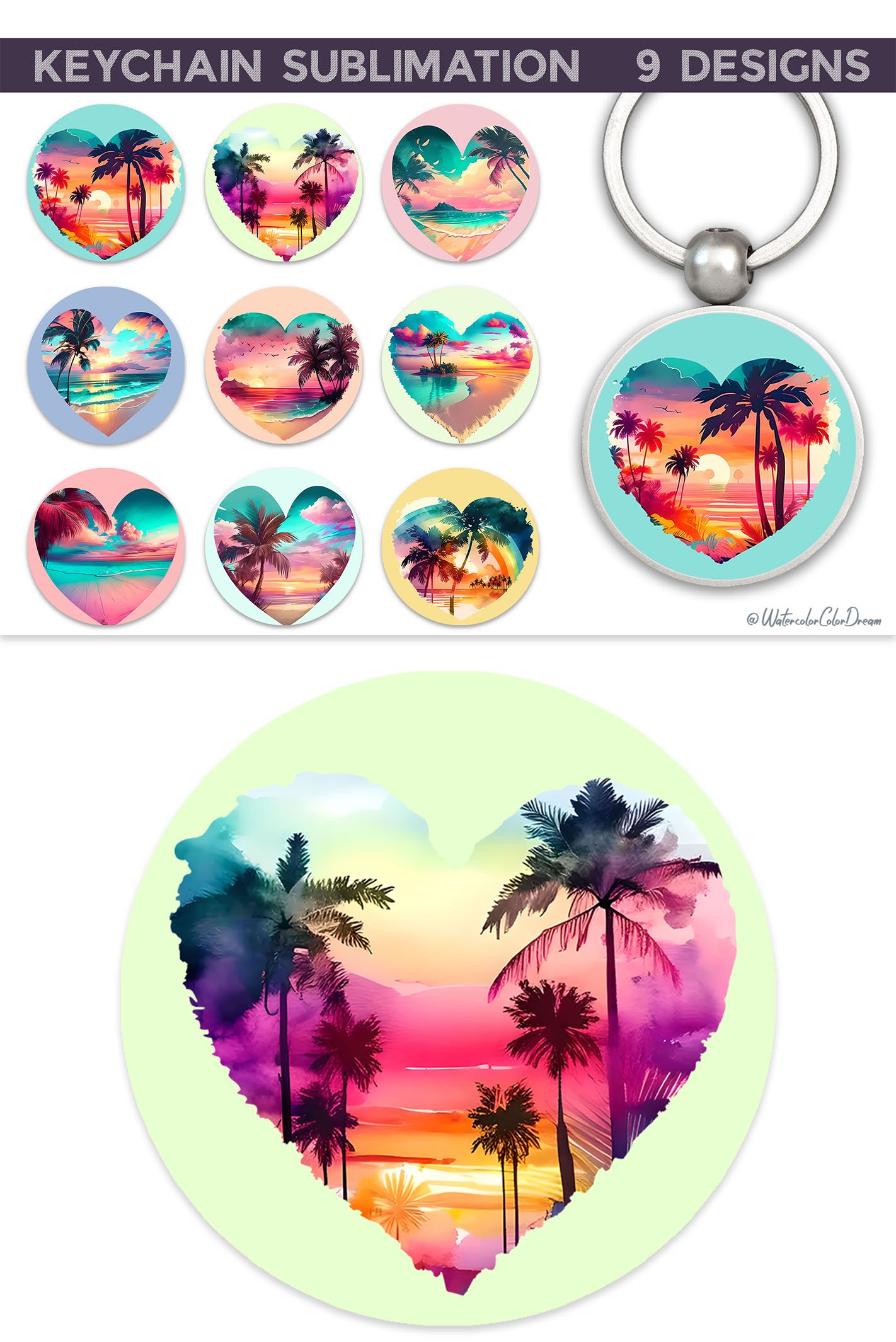 Sunflower Keychain Sublimation | Flower Keychain PNG