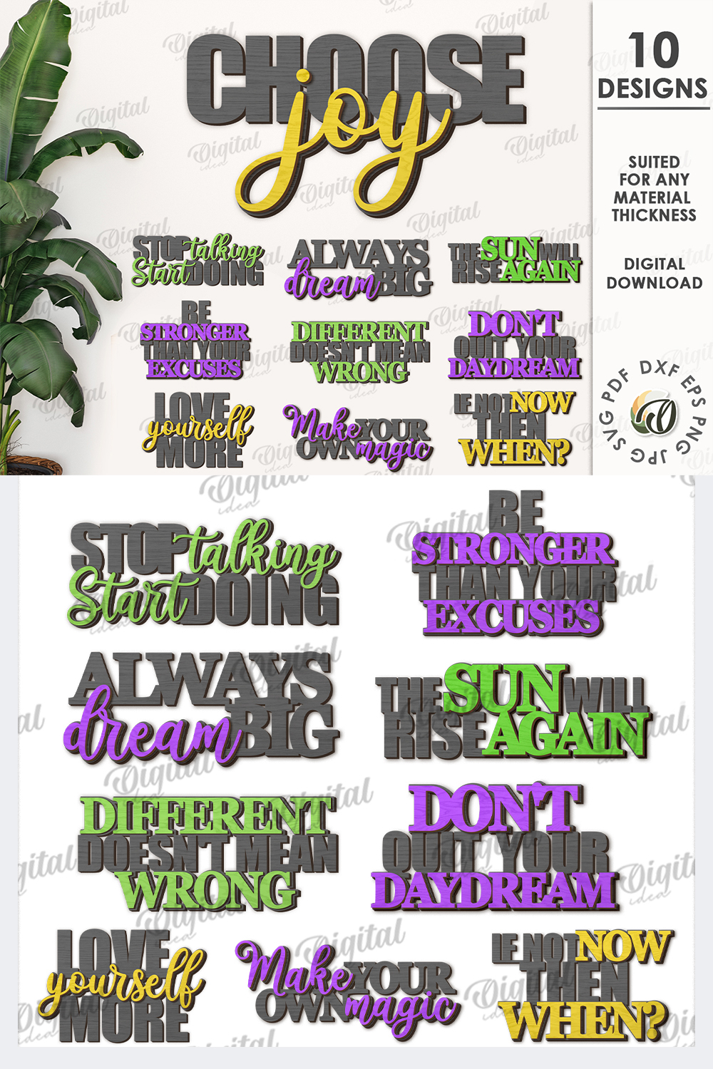 Motivational phrases signs Laser Cut Bundle. Wall Decor SVG