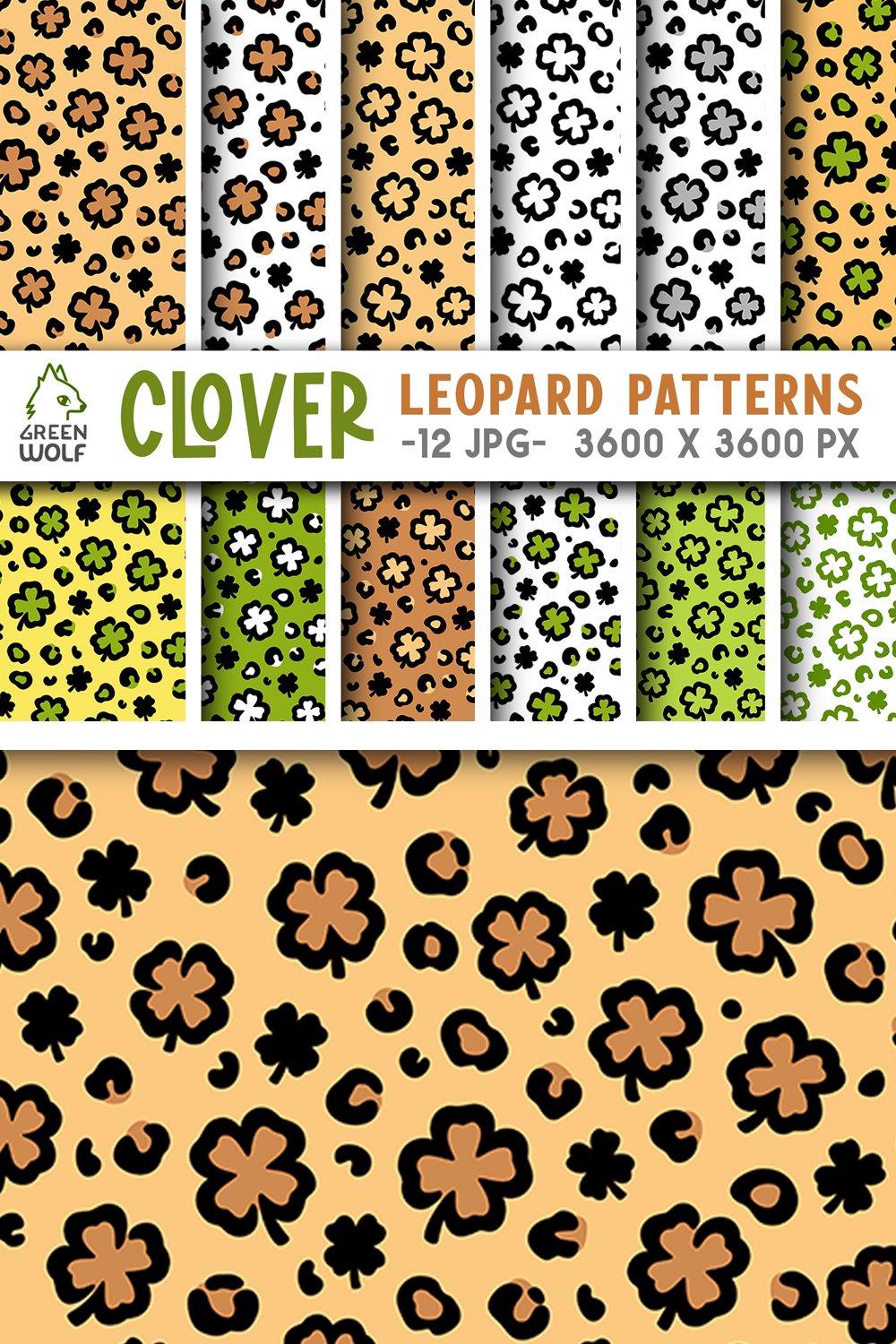 Leopard print digital paper bundle St patricks day pattern