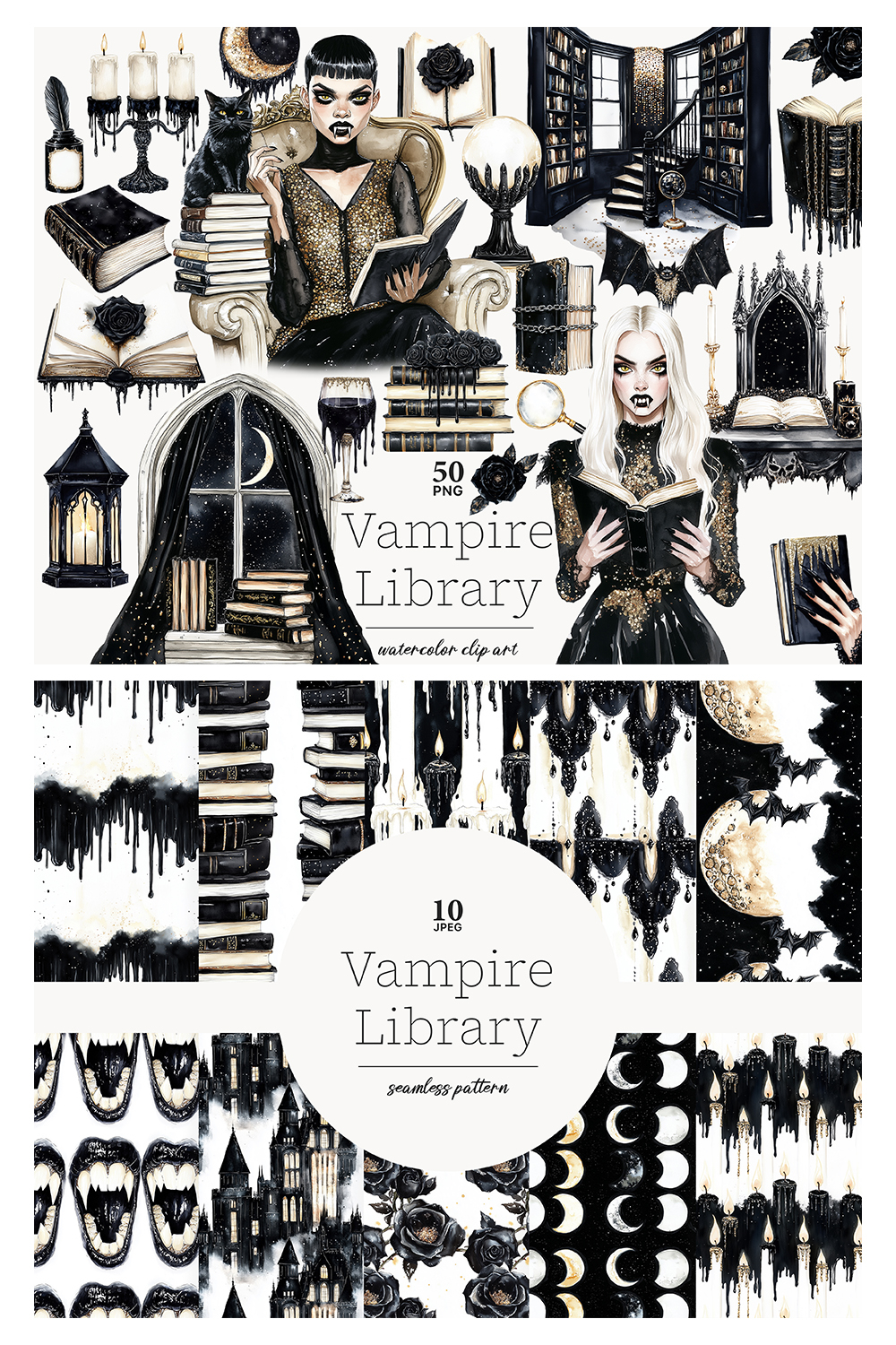 Halloween Clip Art | Vampire Girl PNG | Gothic Library