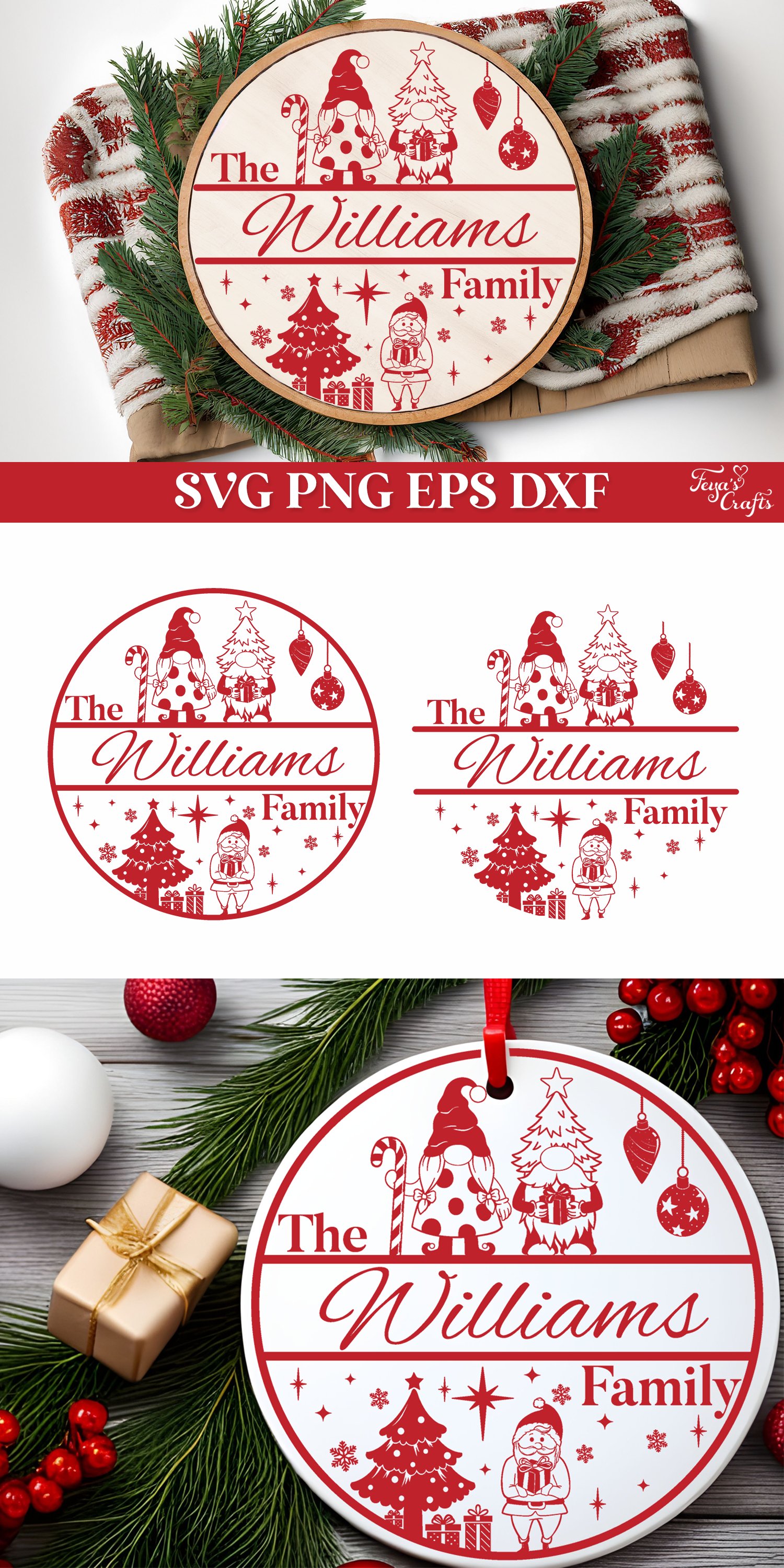 Christmas Family Name Sign SVG Cut File