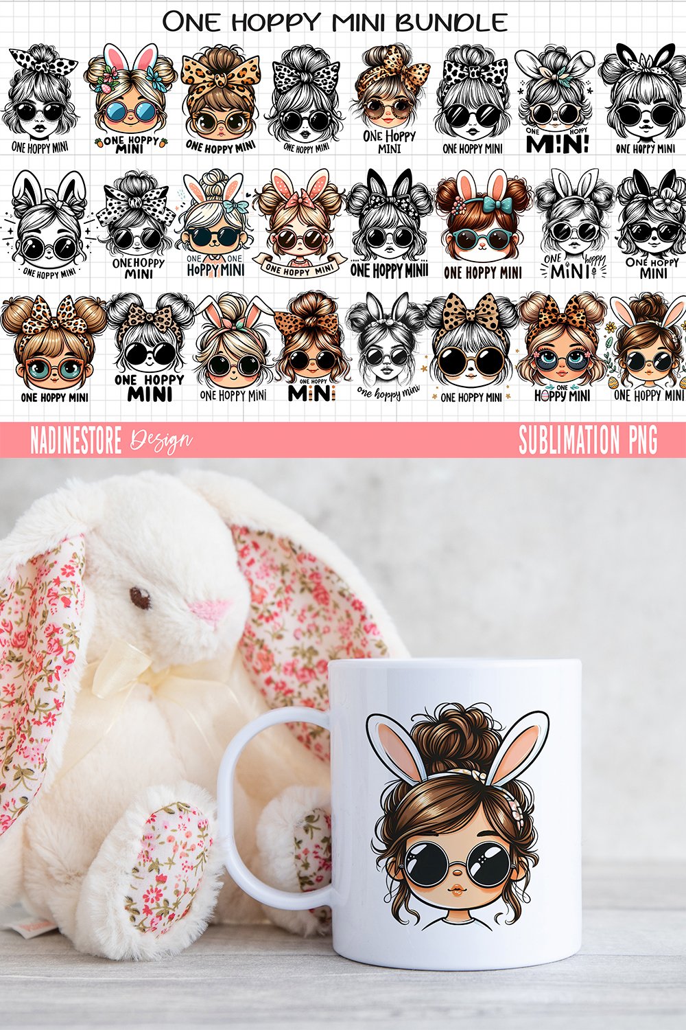 One hoppy mini. Bundle Sublimation, PNG.