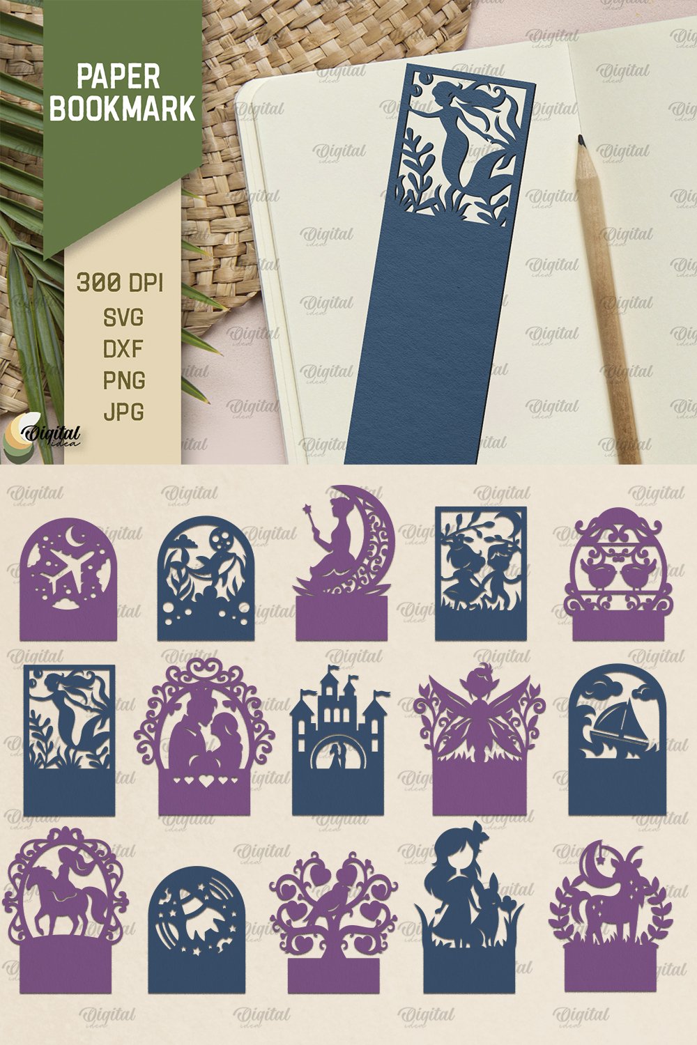 Paper Bookmarks SVG Bundle. Fantasy Bookmark Paper Cut