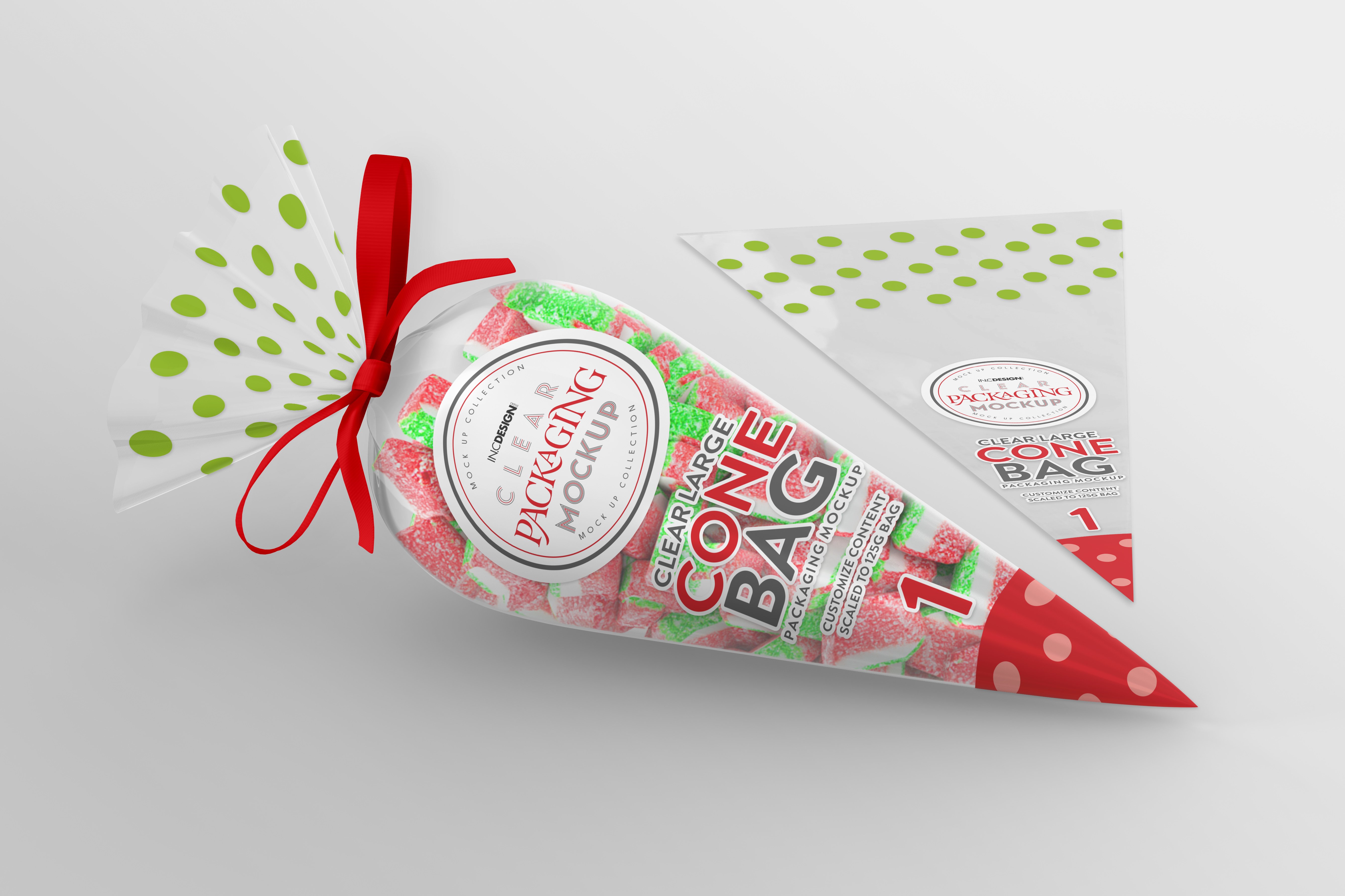 Clear Large Cone Bag Packaging Mockup