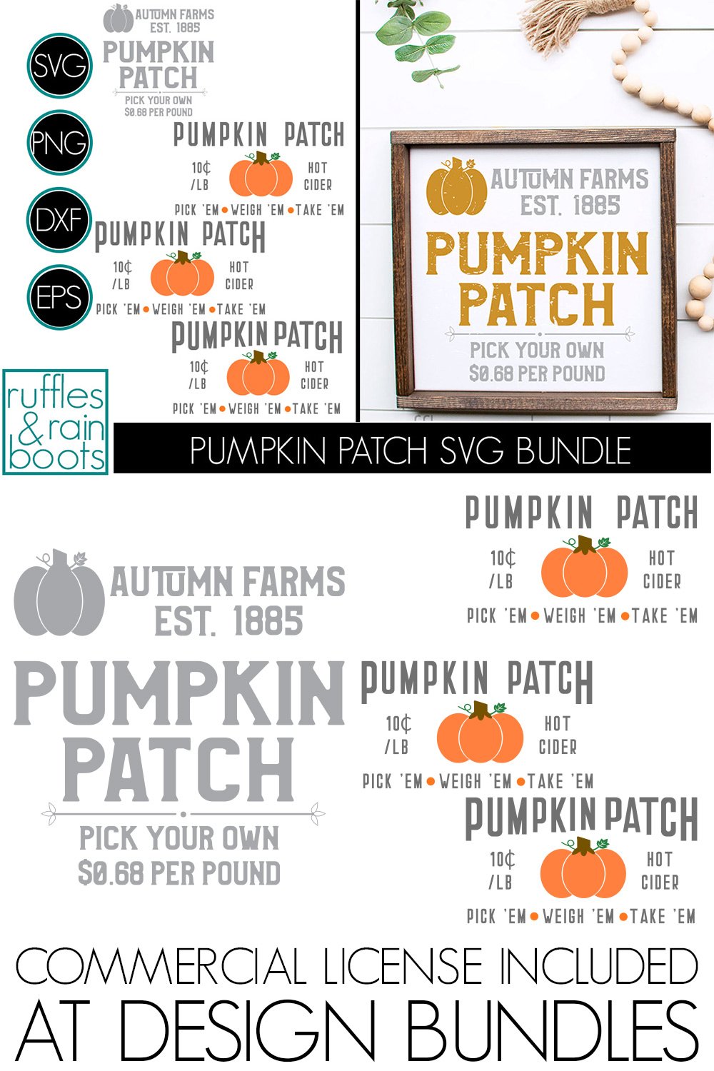 Pumpkin Patch Sign SVG Bundle Perfect for Fall Decor