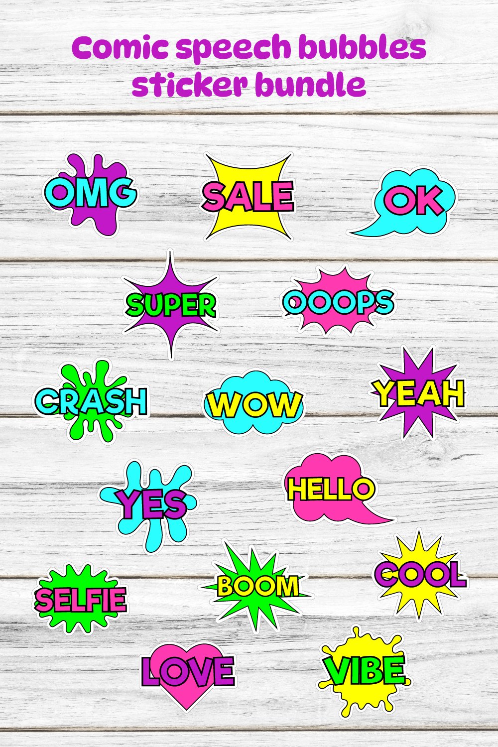 Comic speech bubbles sticker bundle