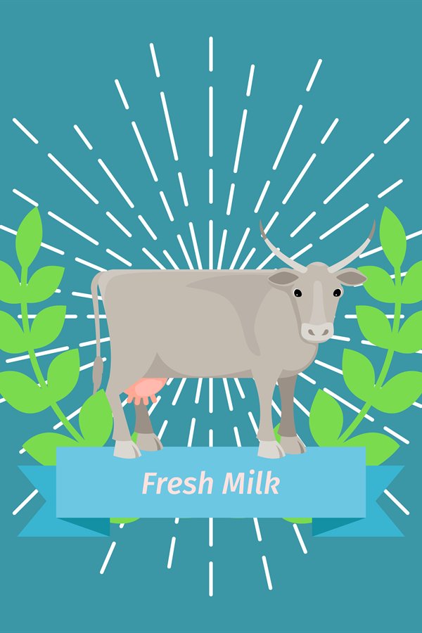 Blue label design with cow