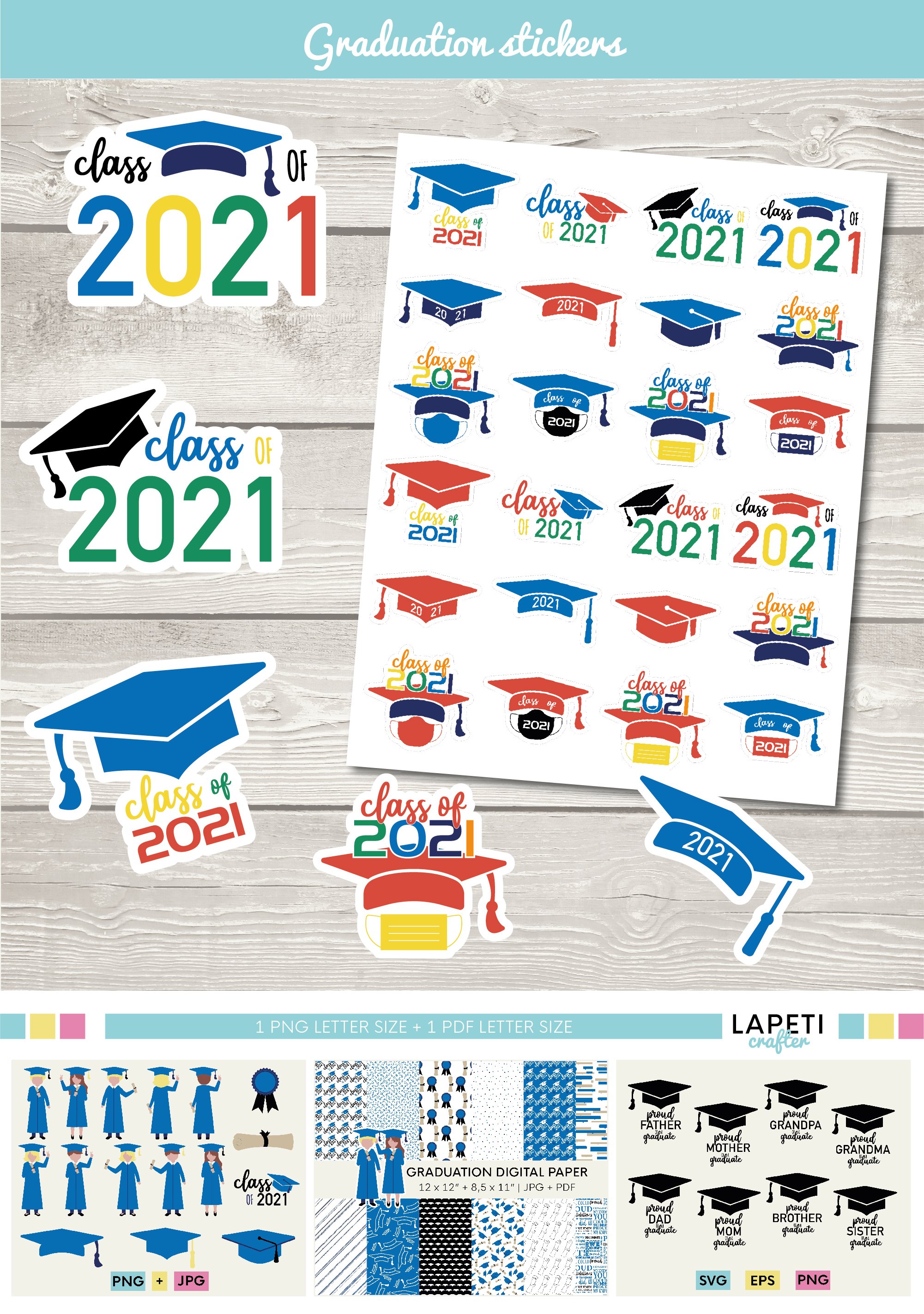 Graduation stickers | Class of 2021 graduation PNG stickers