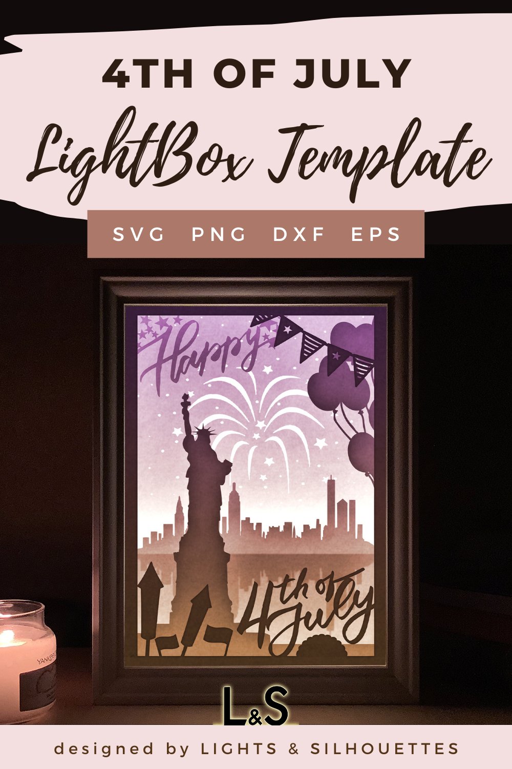 4th of July Layered Shadow Box Template | 3D Light Box File