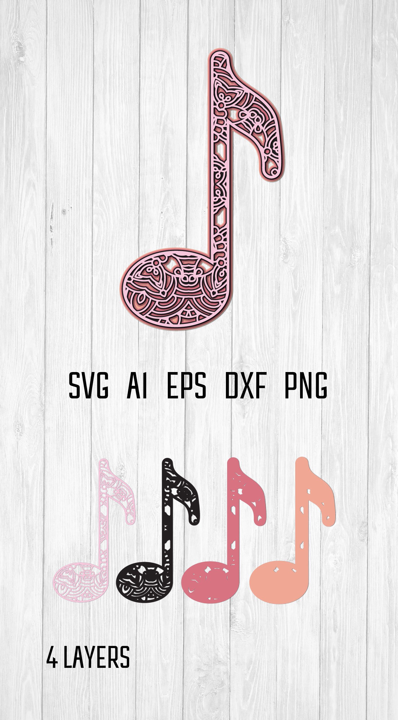 3d Layered Music Note| Multi Layer Music SVG Cut File (664540) | Paper ...