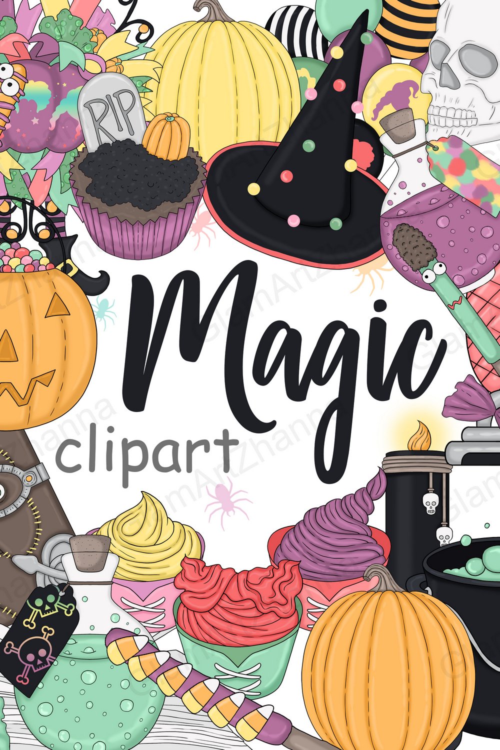 Magic CLIPART Halloween, Fall clipart, Pumpkin - PNG files