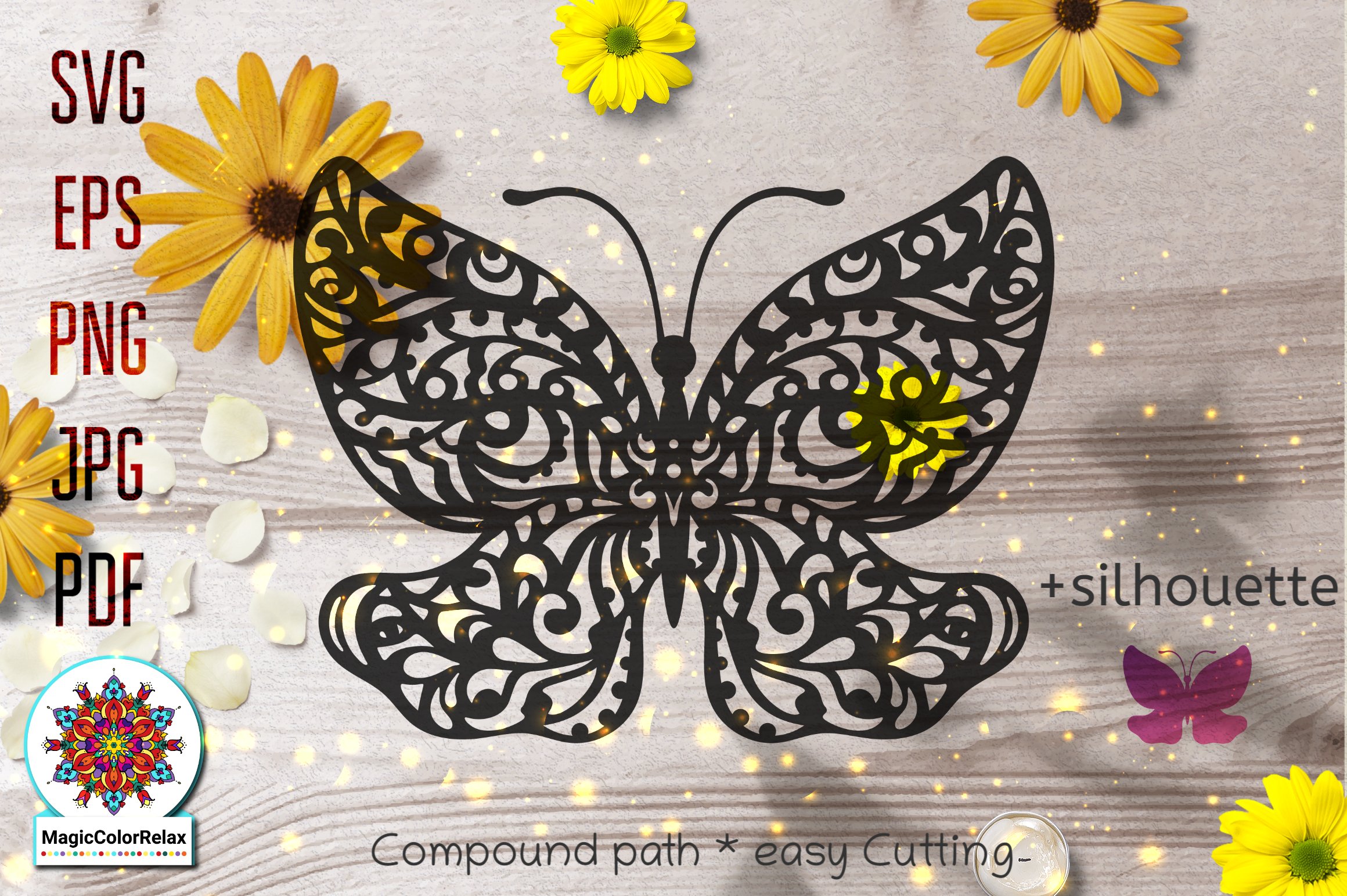 Butterfly zentangle svg vector papercut template (818997)