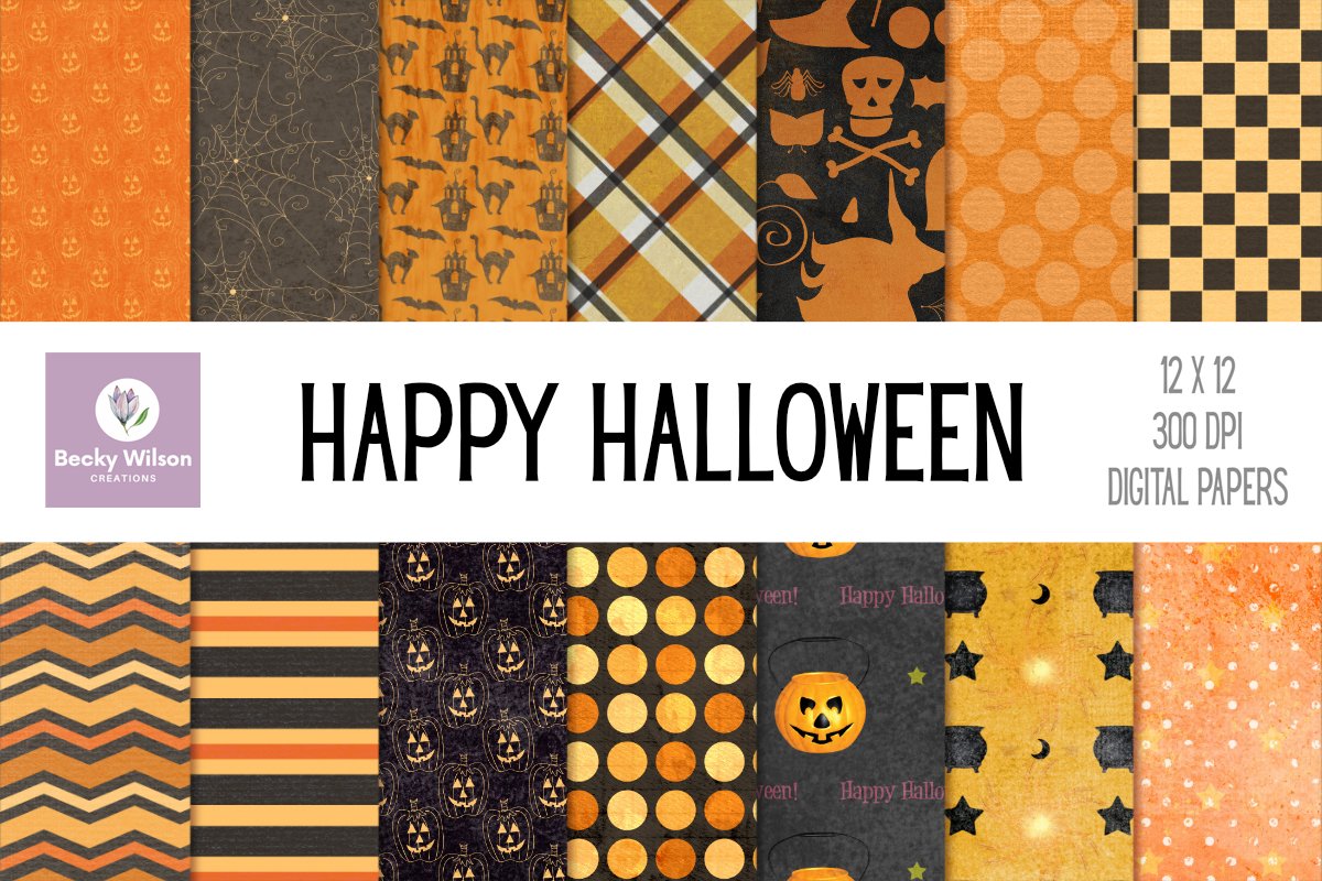 Happy Halloween Digital Papers and Patterns