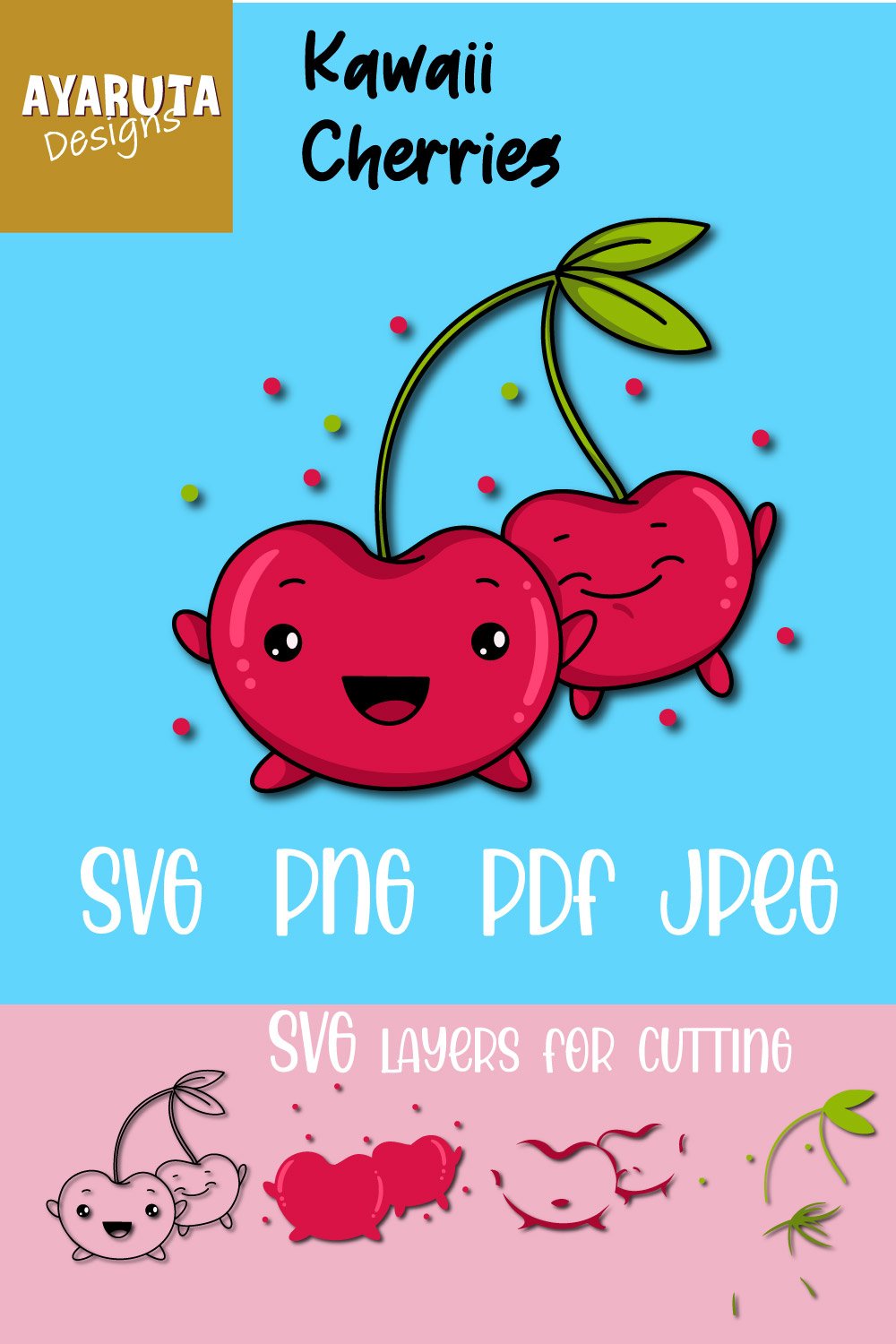 Cherry Cut File, Kawaii Berries for Paper Cut, Sublimation