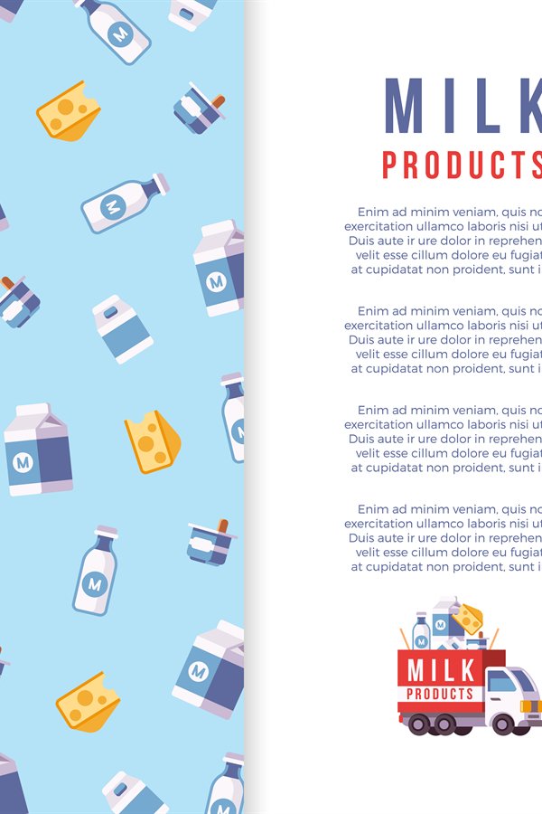 Milk production poster template - farm dairy banner design