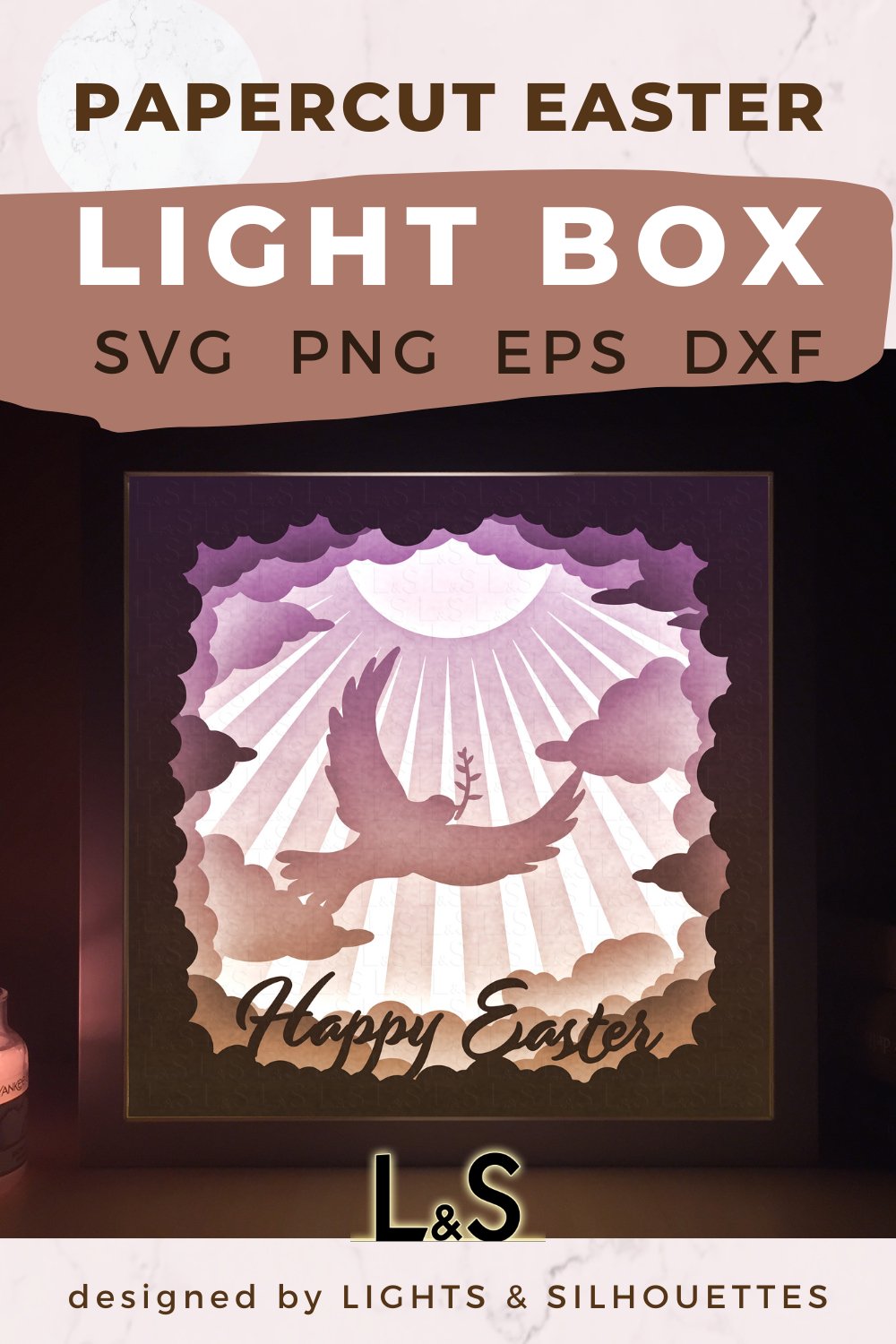 3D Easter Shadow Box SVG | Papercut Light Box Template