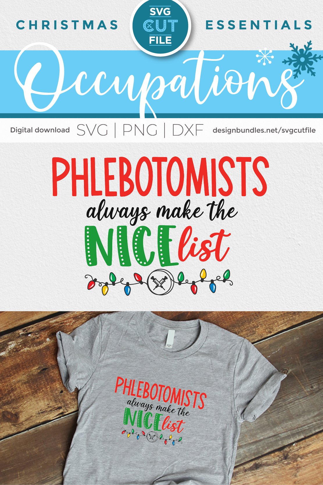 Phlebotomist Christmas svg - a Phlebotomy svg for crafters