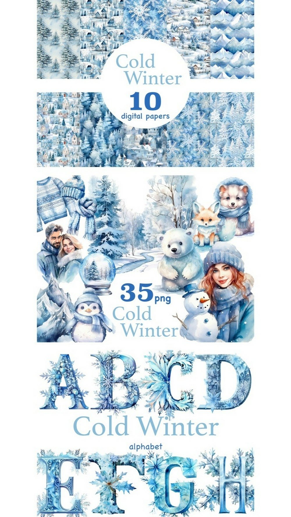 Cold Winter Alphabet Clipart | Invitation Wedding Alphabet