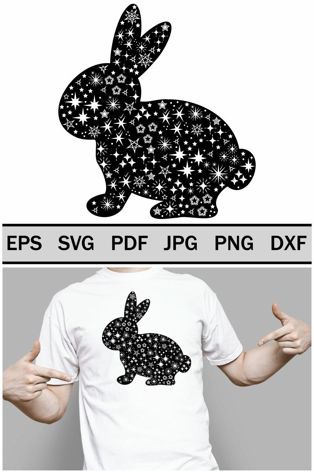 Silhouette of a hare with svg ornament, cutting file