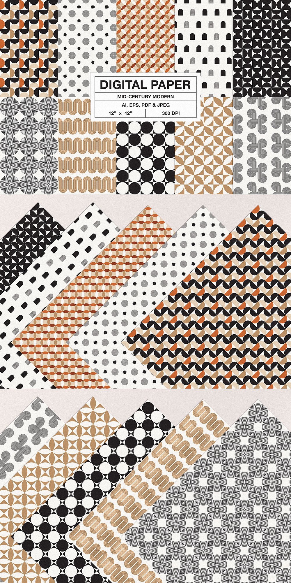 Mid-Century Modern Digital Paper | Retro (2275255)