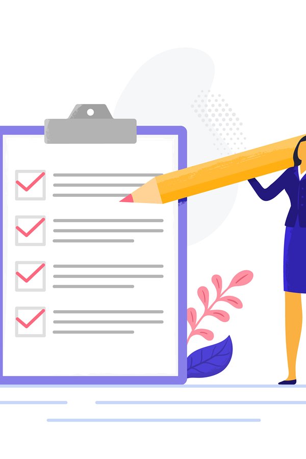 Businesswoman checklist. Successful woman checking task succ Businesswoman checklist. Successful woman checking task succ