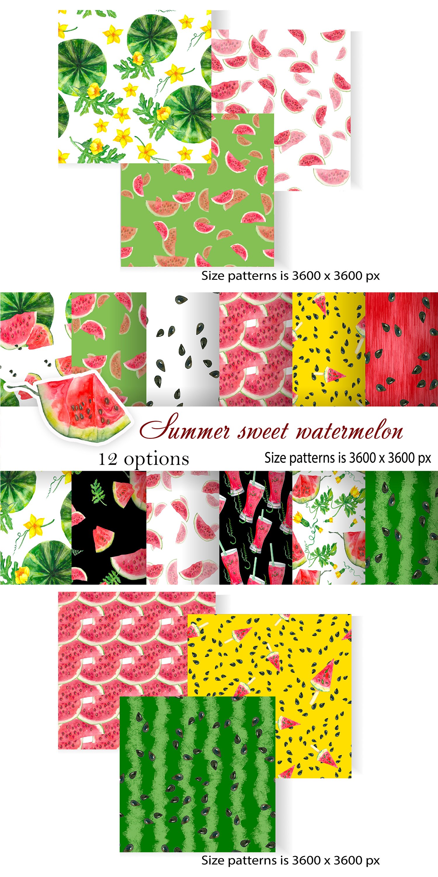 Watermelon pattern pink and green digital pattern, summer
