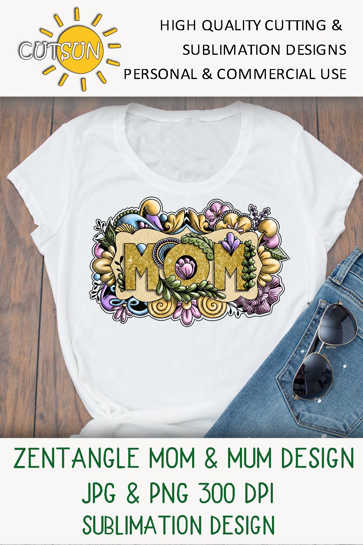 Mother's day sublimation design | Zentangle Mom | Mum PNG