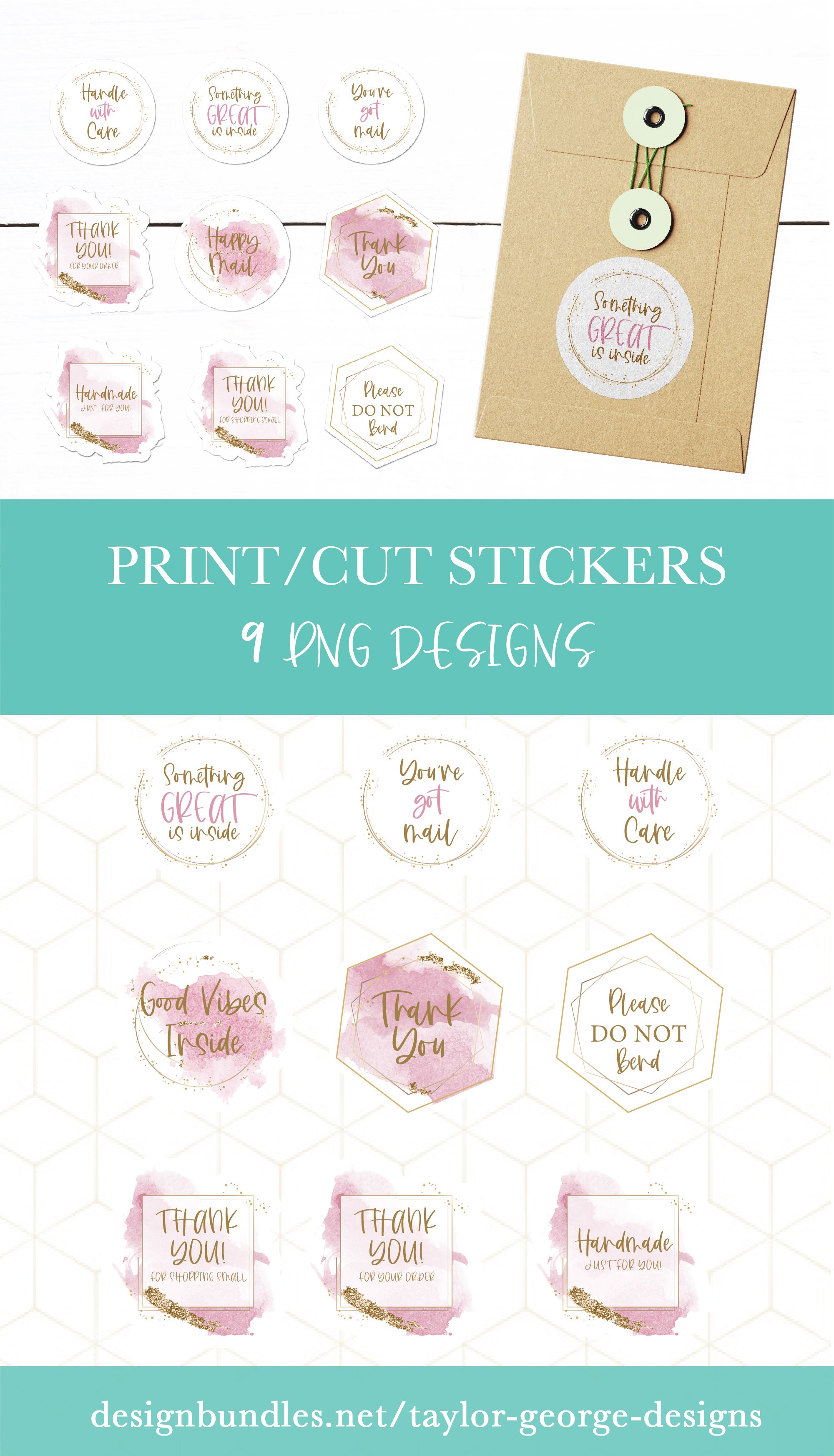 Mail Sticker Bundle - 9 Printable & Cuttable Sticker Designs