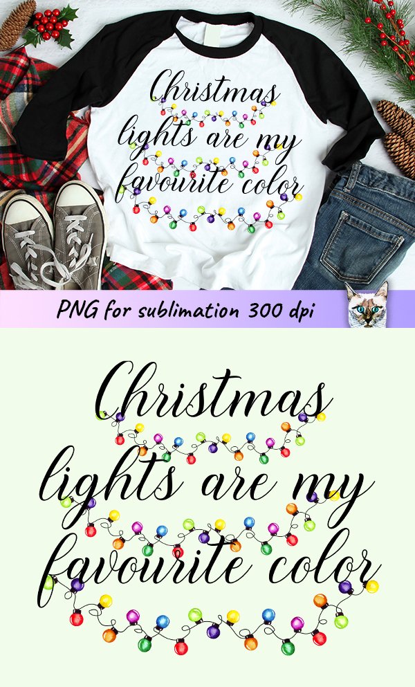 Christmas lights sublimation design, (1028211)