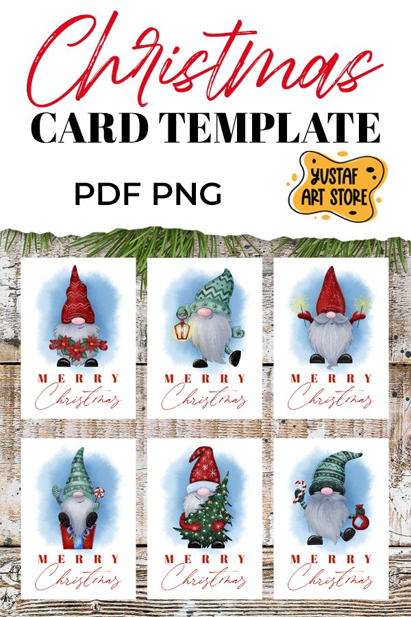 Merry Christmas card template. Christmas gnome design