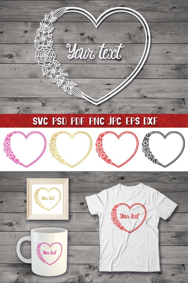 Heart Frame SVG,Heart Flower,Valentines Heart,Heart Floral