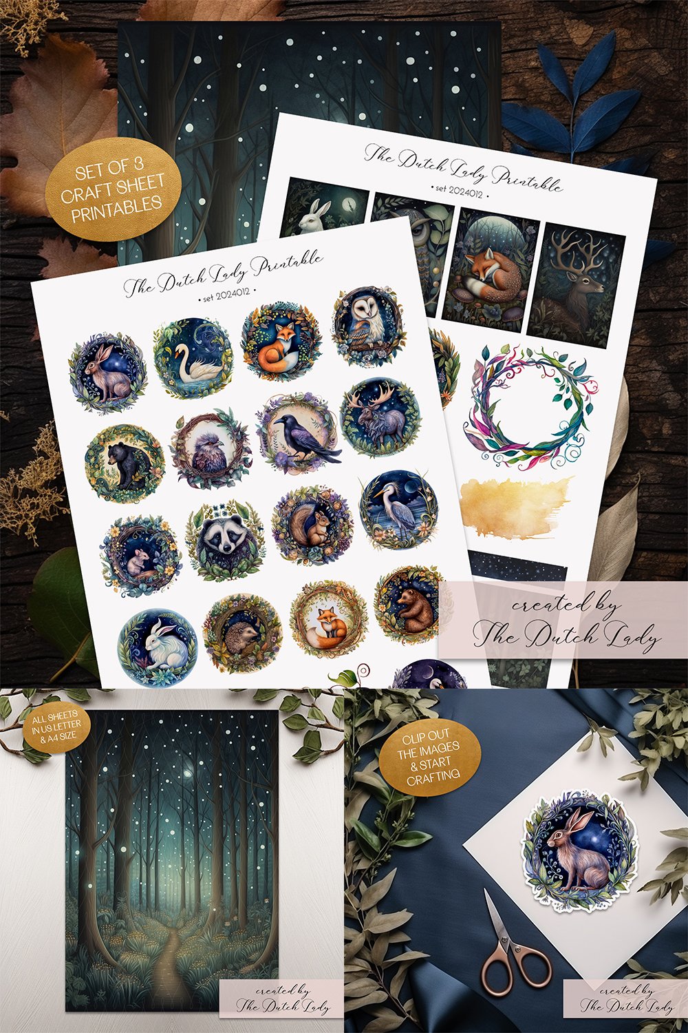 Night Animals Craft Sheet Set