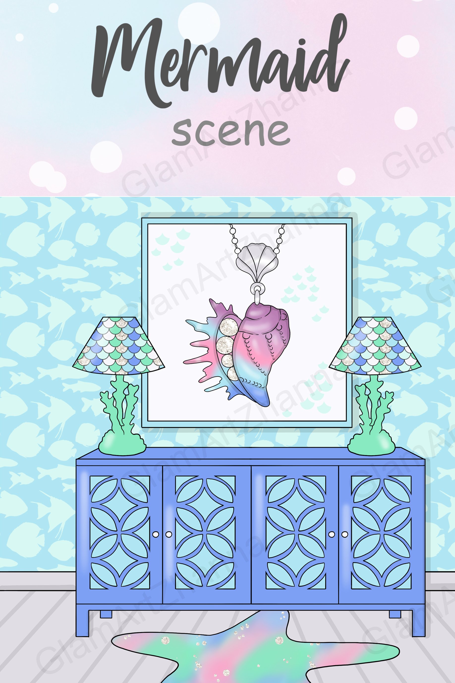 Mermaid SCENE Spring Summer Mermaid Tail Fairytale Sea PNG