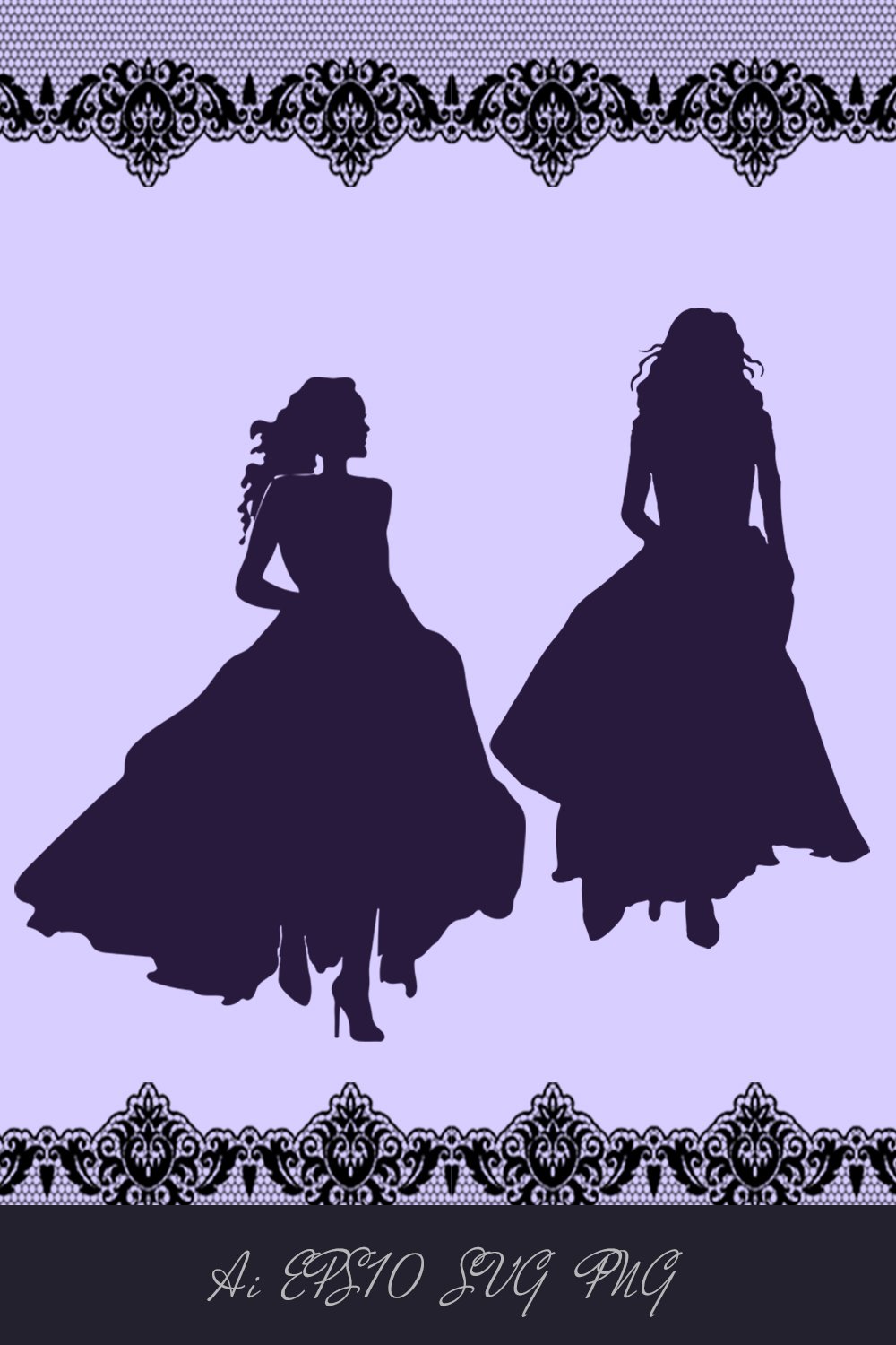 Two girls. Silhouette. SVG