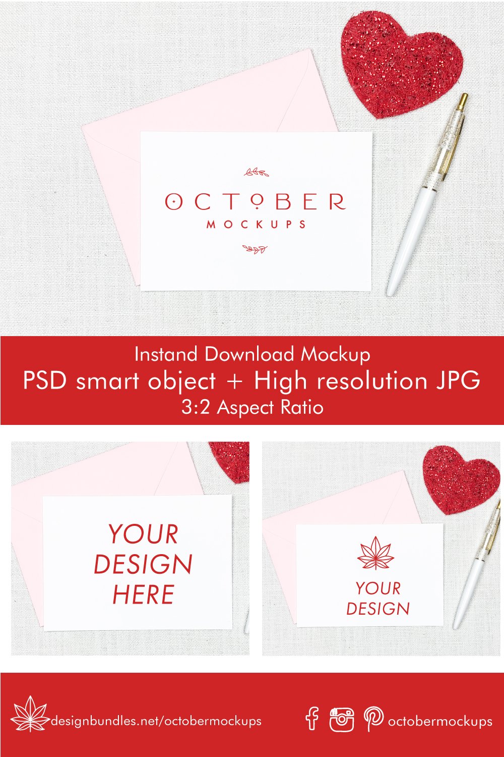 Horizontal Card Mockup Valentines Day | PSD smart (1160184)