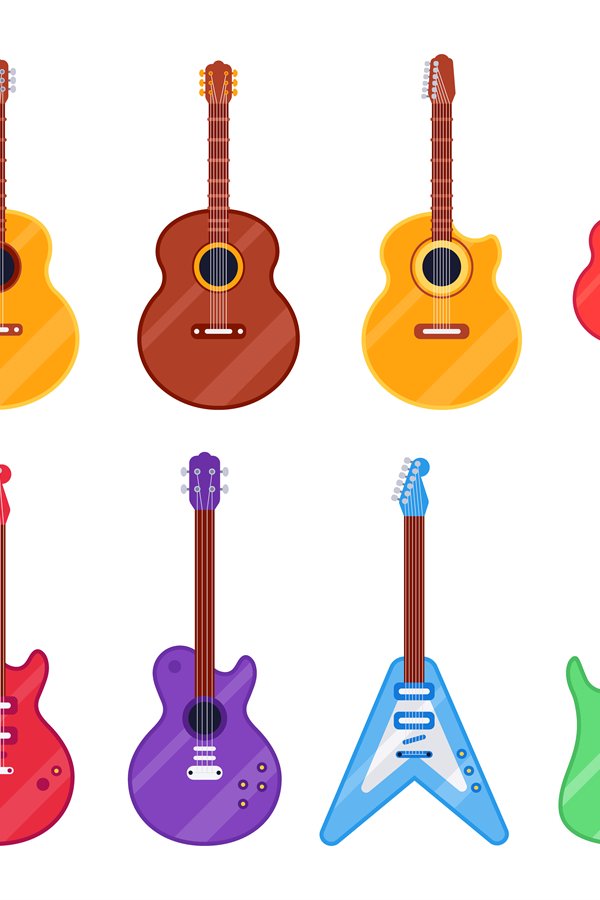 Flat guitar instrument. Ukulele, acoustic classical and rock