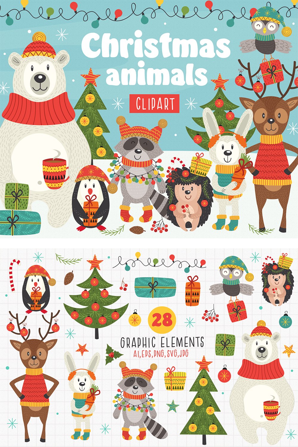 Christmas animal clipart,Animals svg, Merry christmas svg