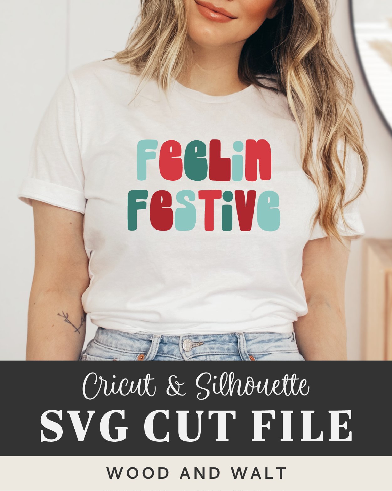 Feelin Festive SVG |Retro Christmas Shirt SVG