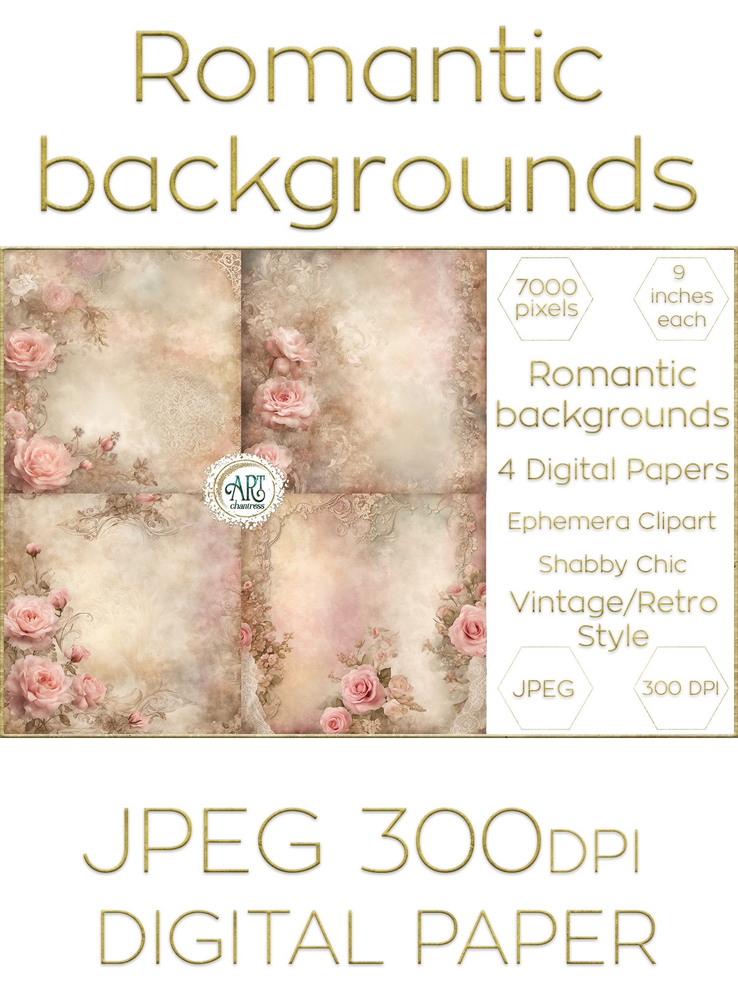 Vintage watercolor digital papers backgrounds soft (2910117)