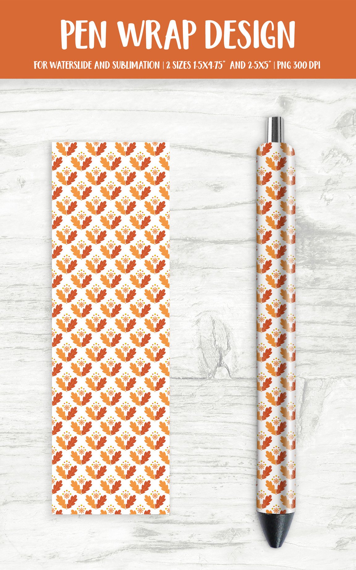 Fall Leaves Pen Sublimation Wrap. Autumn Epoxy Pen Wrap PNG
