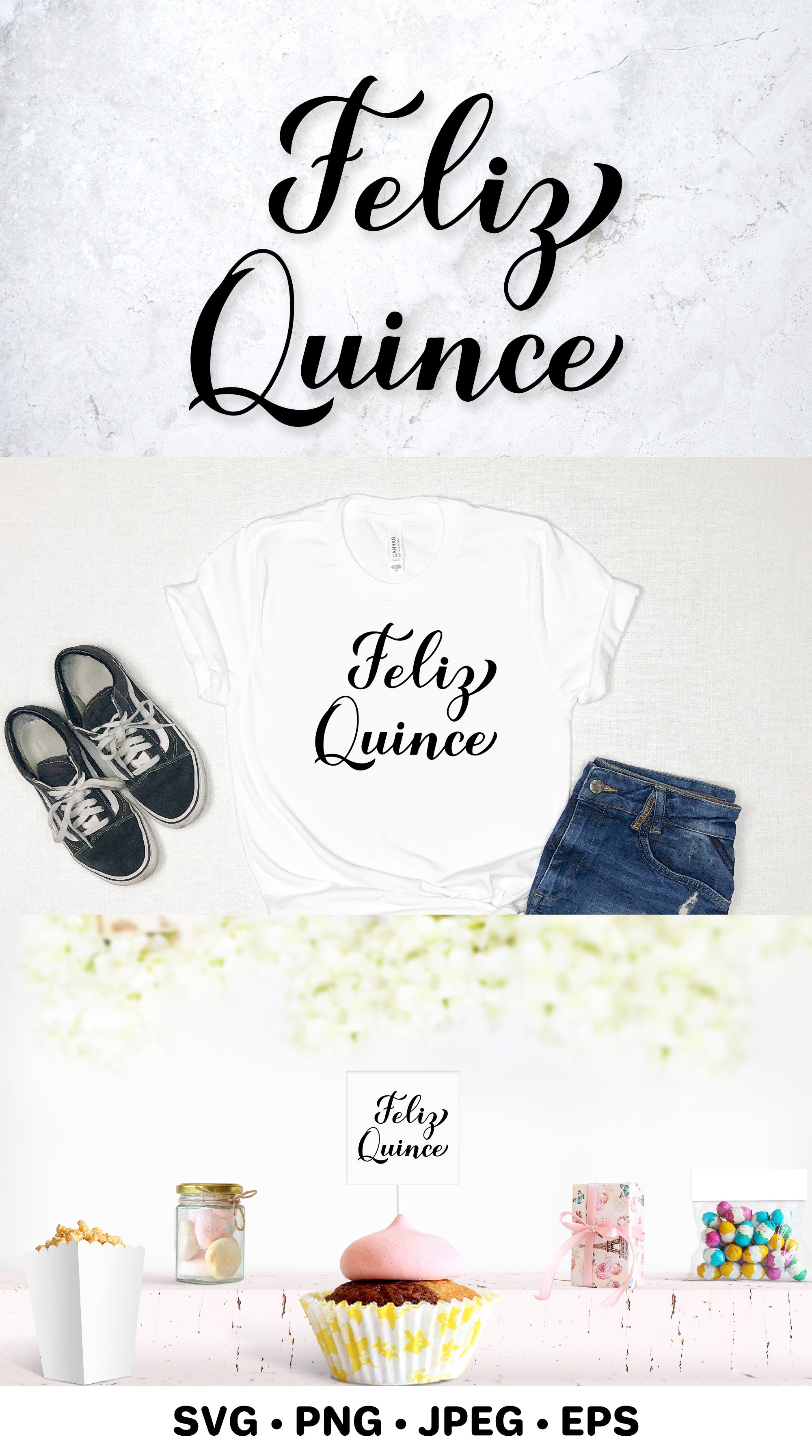Feliz Quince. Quinceanera SVG. Spanish quote. 15th birthday