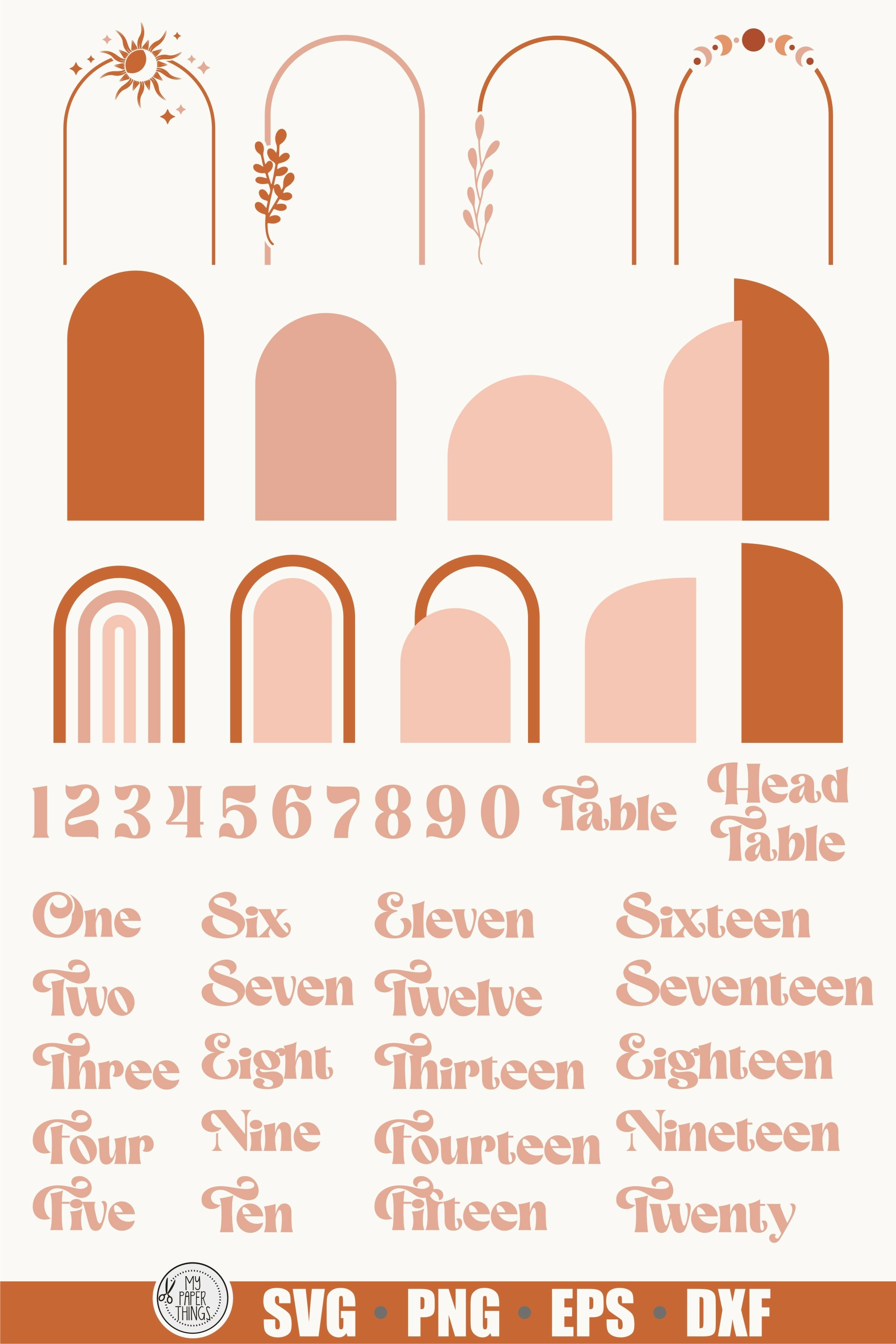 Arch Table number svg bundle