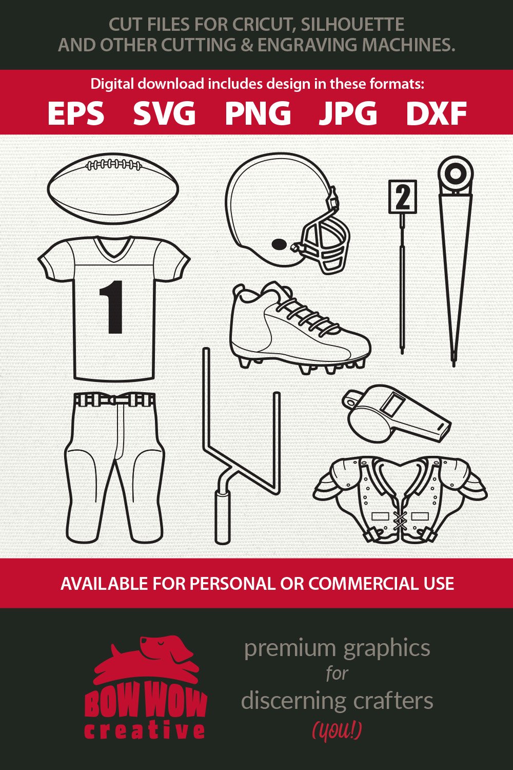 American Football clipart & Cutting File Bundle