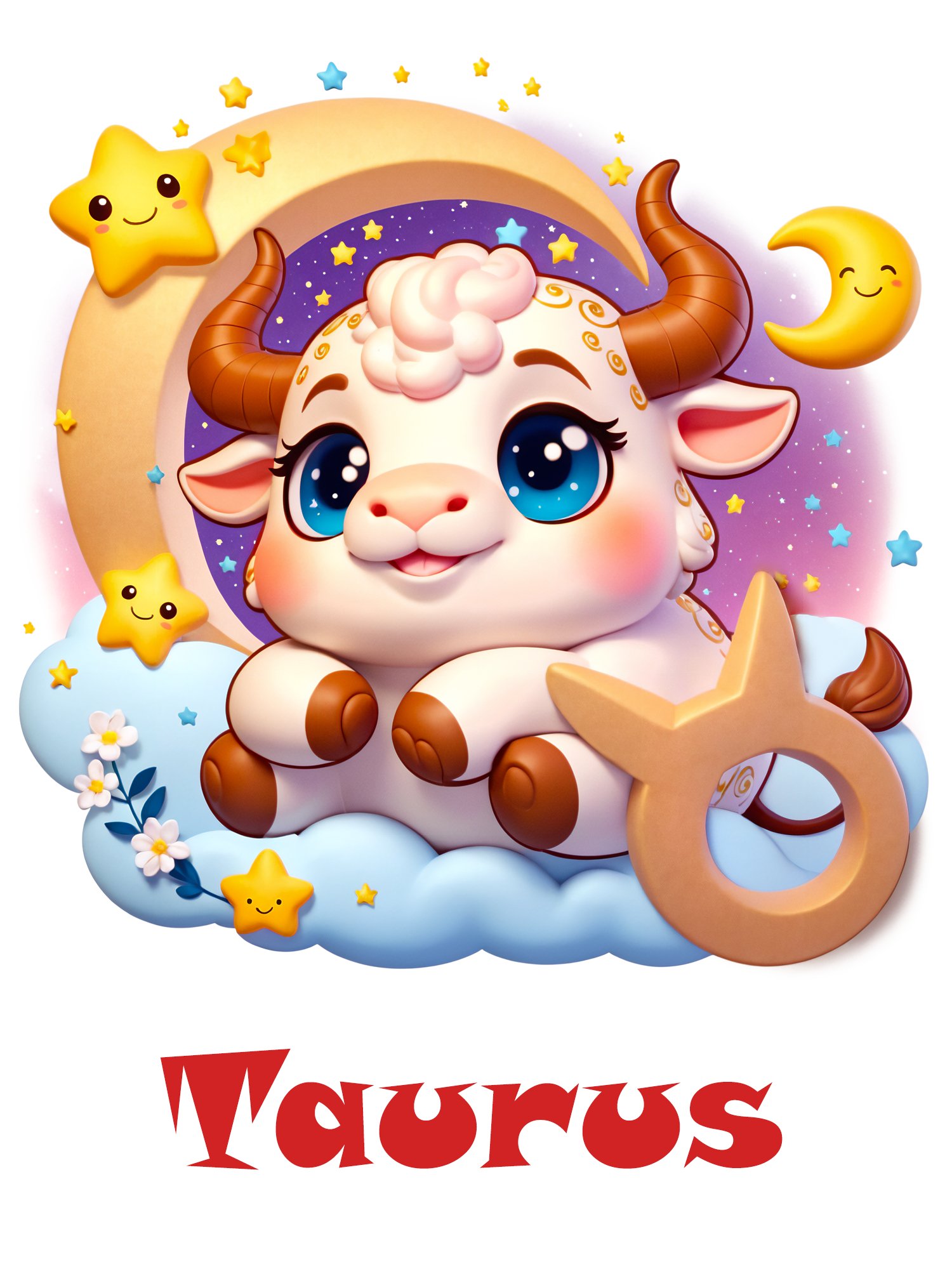 Cute Taurus: 3D Cartoon Astrological Clipart
