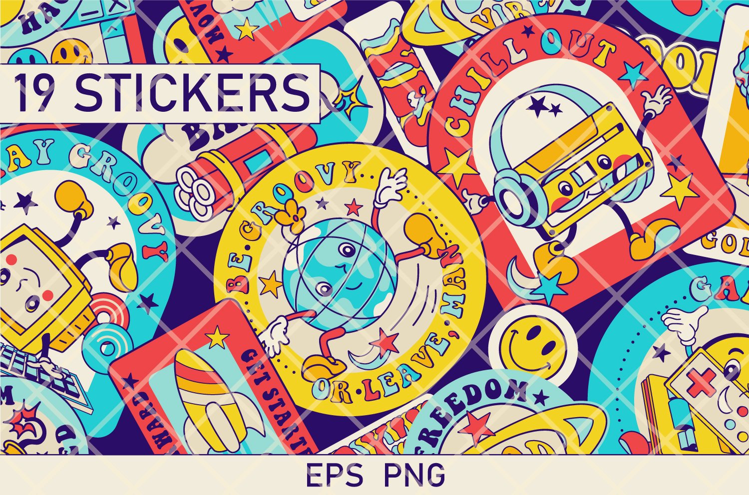 Retro stickers, sticker, Good vibes,