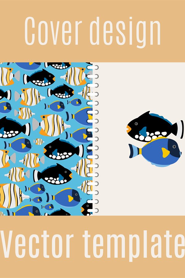 Cover design with sea fish pattern
